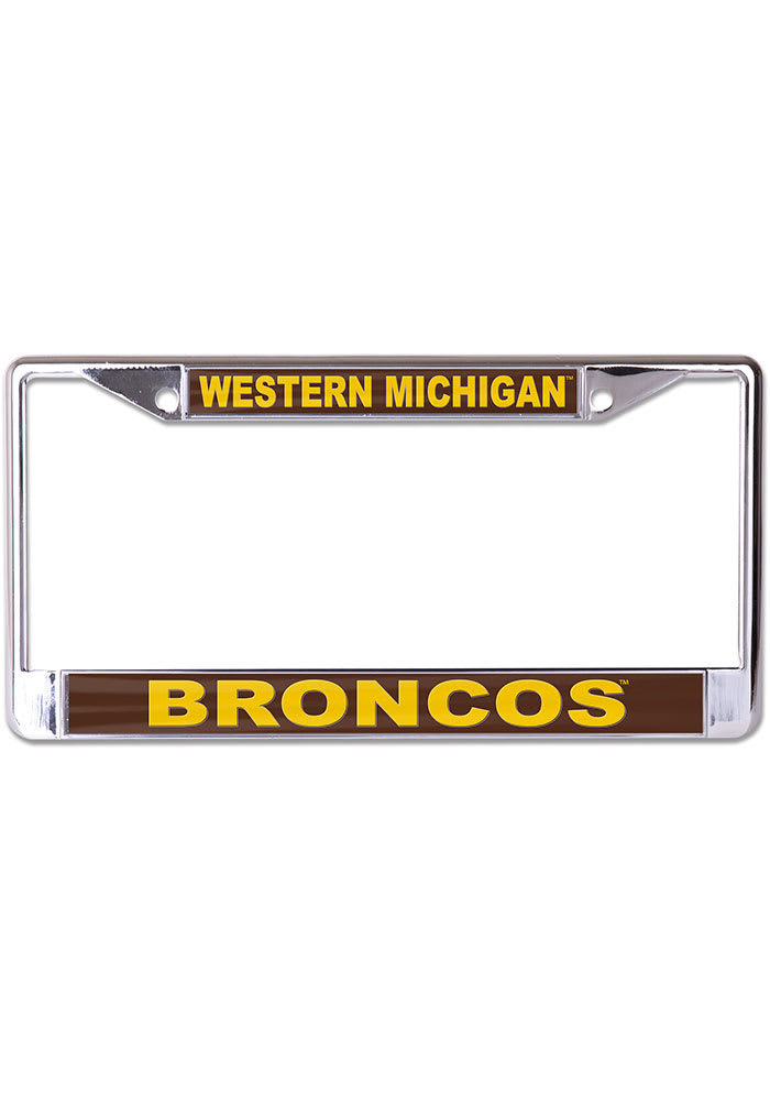 YELLOW Western Michigan Broncos Team Name Inlaid License Plate Frame ...