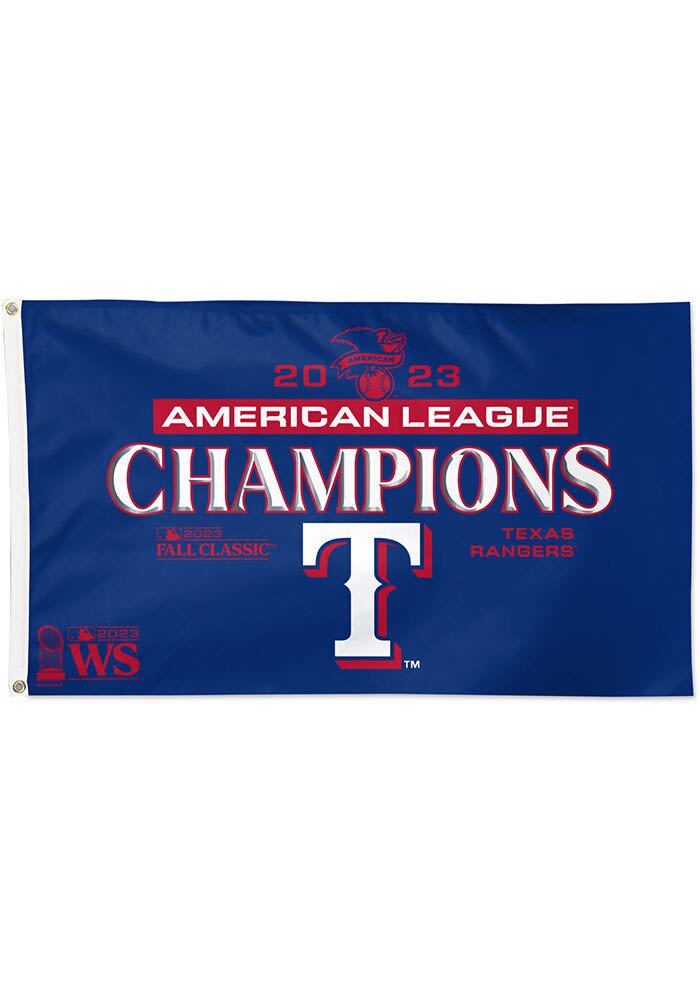 Texas Rangers ALCS Champs On Field 3x5 BLUE Silk Screen Grommet Flag ...