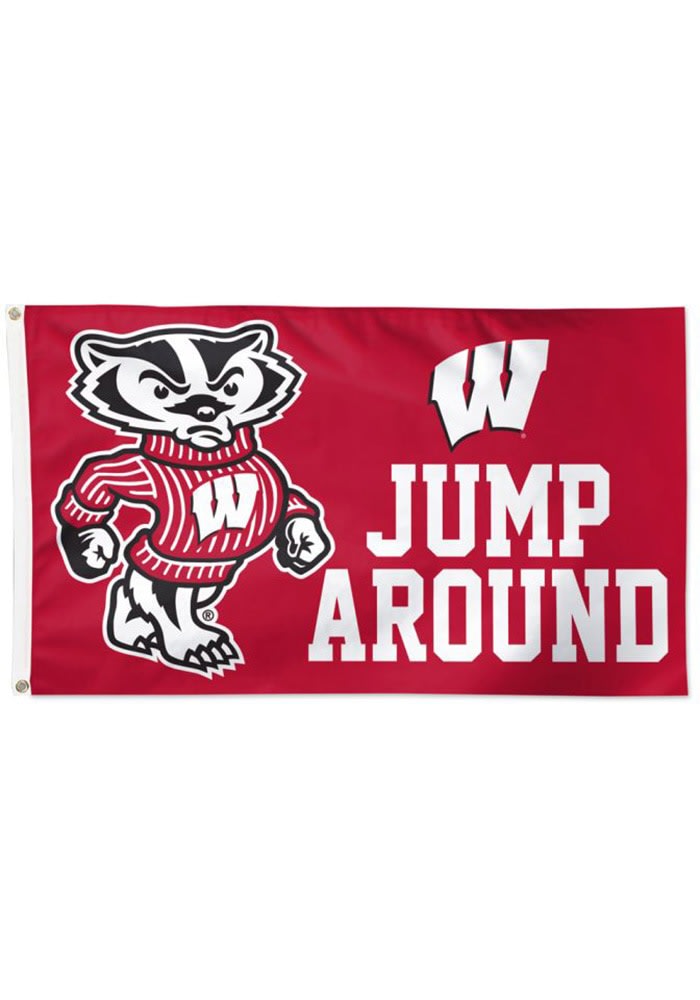 Wisconsin Badgers RED Mascot Silk Screen Grommet Flag