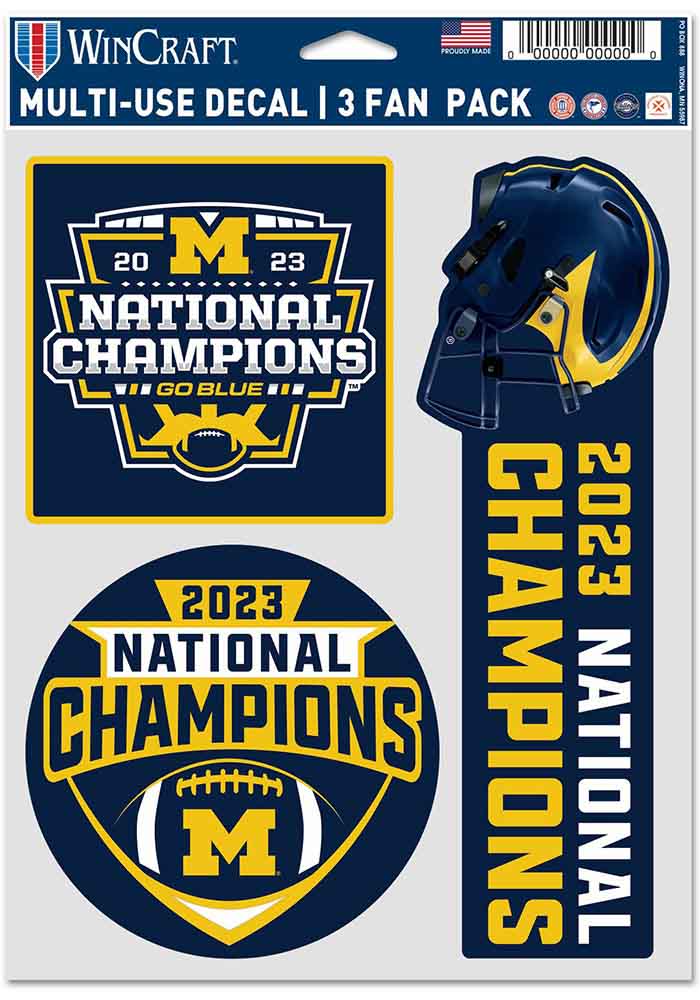 Michigan Wolverines BLUE 2023 National Champs 3pk Auto Decal - 57113364