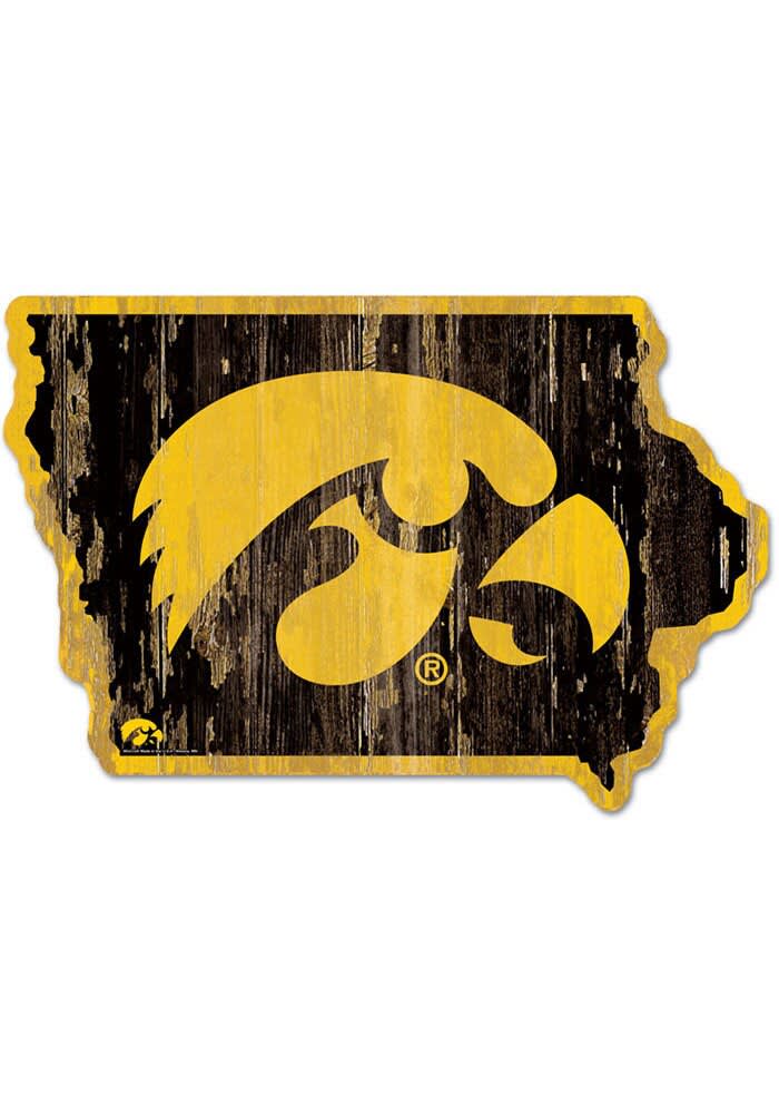 Iowa Hawkeyes BLACK State Shape Wood Sign - 57113561