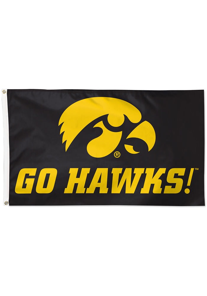 Iowa Hawkeyes BLACK 3x5 Slogan Silk Screen Grommet Flag - 57113565