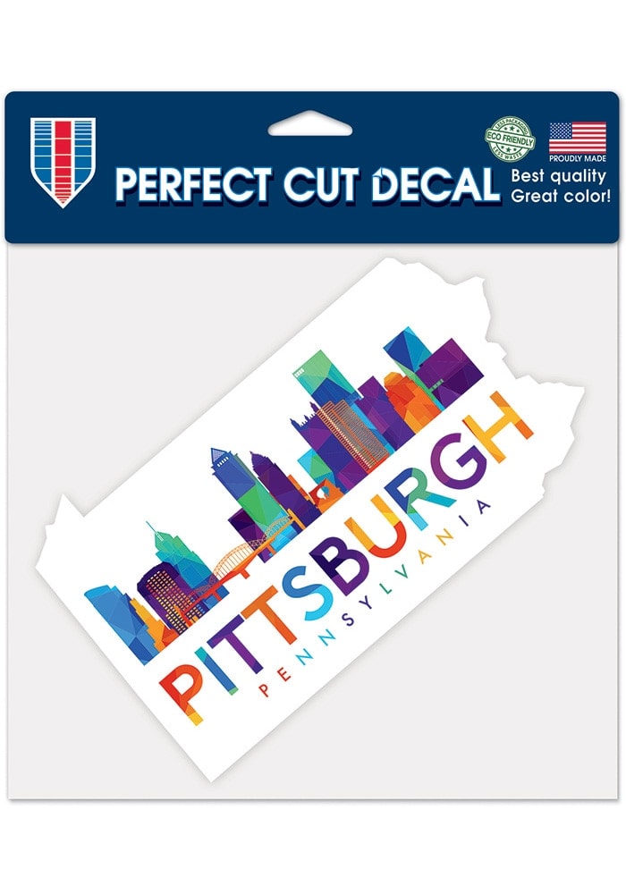 Pittsburgh WHITE MULTI Colorful City Skyline Auto Decal - 57113791