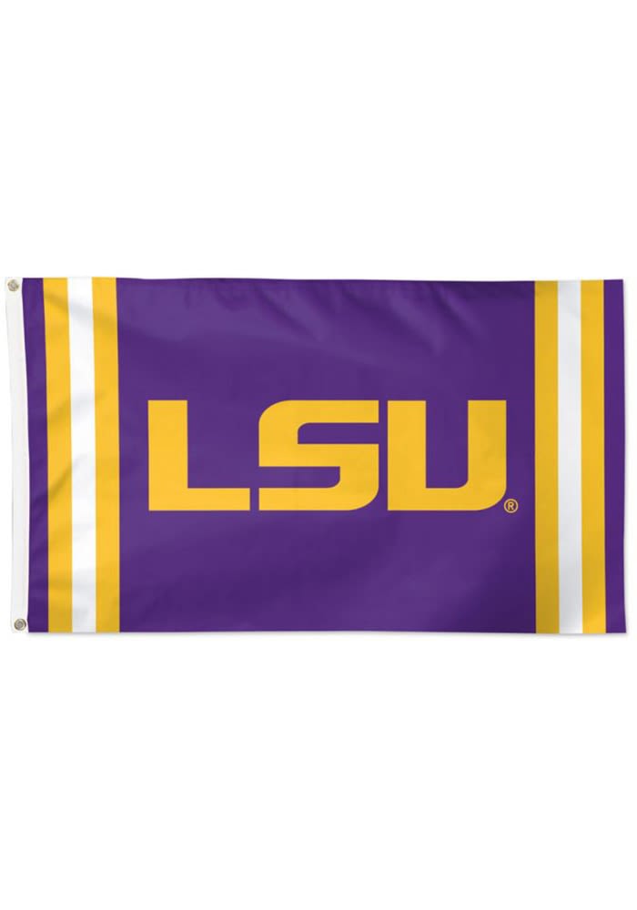 LSU Tigers Vertical Stripes 3x5 PURPLE Silk Screen Grommet Flag - 57114003