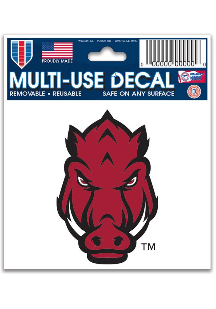 Arkansas Razorbacks Red 3x4 Mascot Head Auto Decal - 57115070