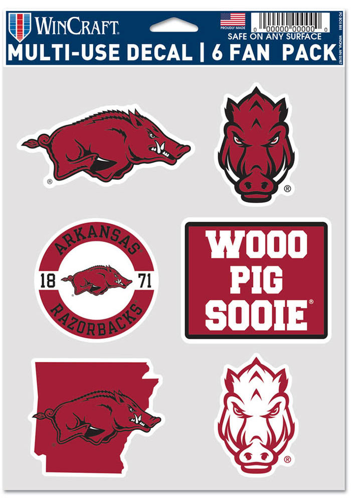 Arkansas Razorbacks Red 6 Pack Fan Auto Decal - 57115075