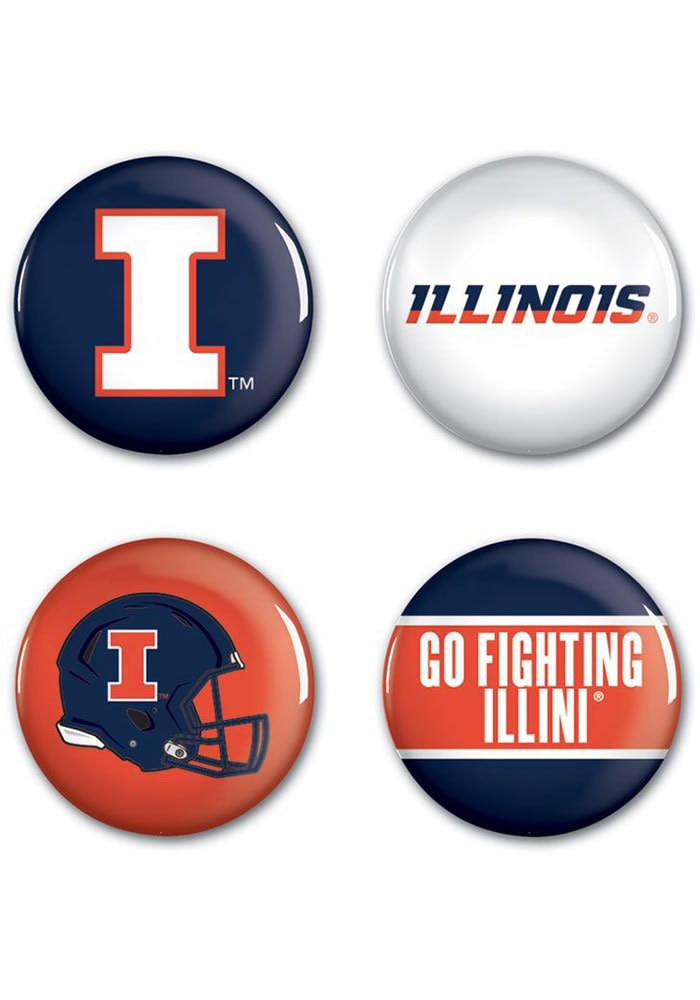 Illinois Fighting Illini ORANGE 4 Pack Button - 57115959