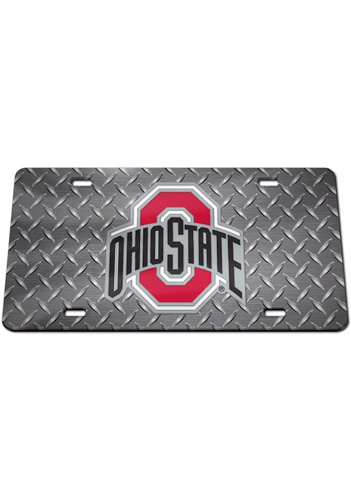 Ohio State Buckeyes License Plate- Ohio State Buckeyes Red Metal Tread ...