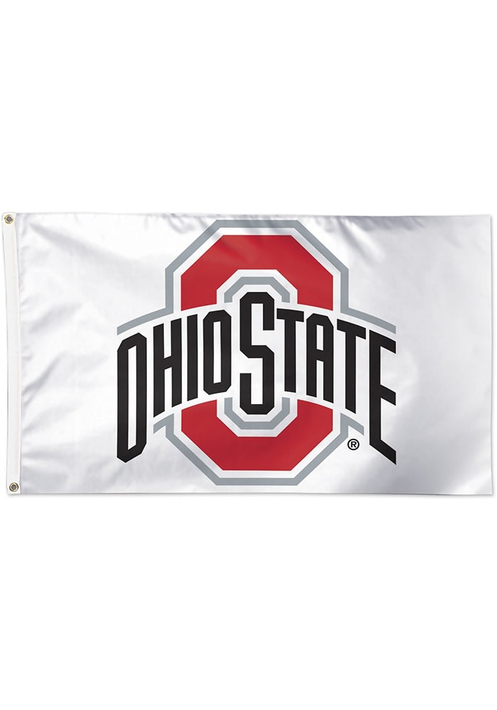 Ohio State Buckeyes 3x5 White Red Silk Screen Grommet Flag - 57116223