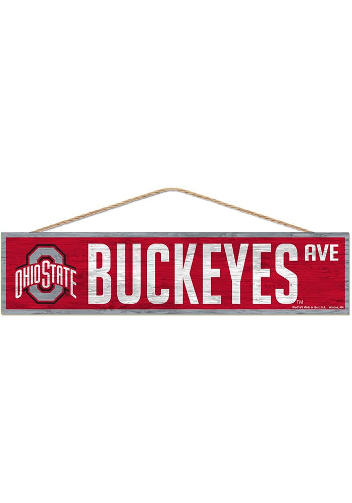 Ohio State Buckeyes RED 4x17 Ave Sign