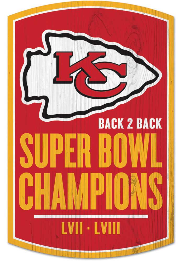 Kansas City Chiefs Red Back to Back Super Bowl Champs Sign - 57116294