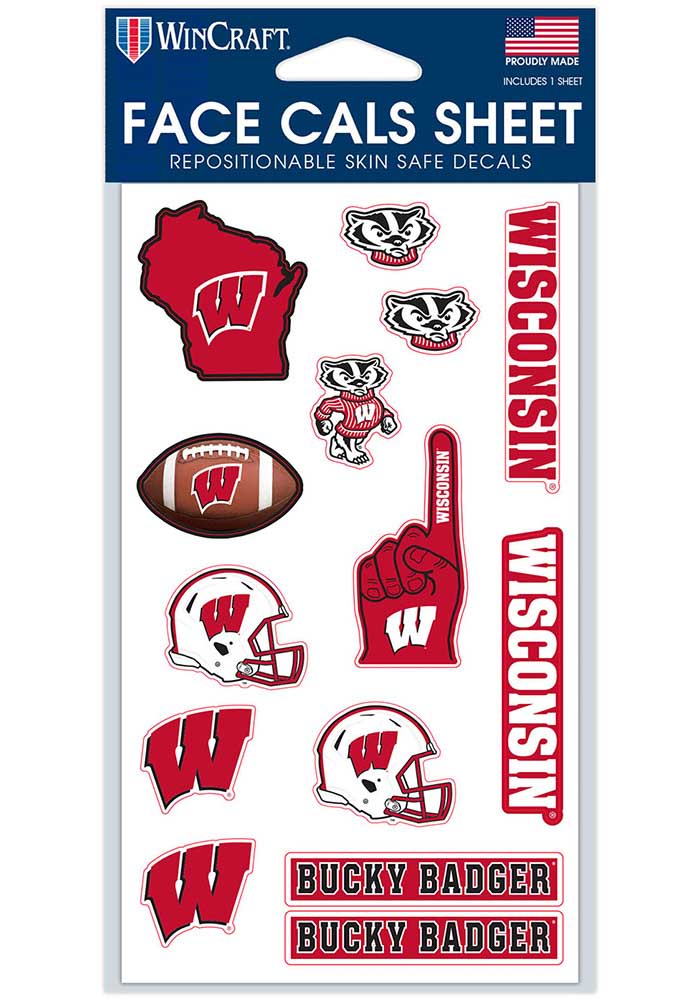 Wisconsin Badgers Red 6pk Face Tattoo - 57116455