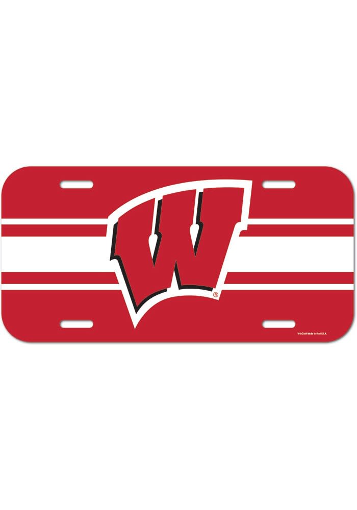 Wisconsin Badgers License Plate- Wisconsin Badgers Red Plastic Auto ...