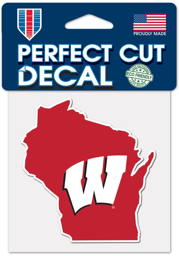 Wisconsin Badgers Red 4x4 State Shape Auto Decal - 57116486