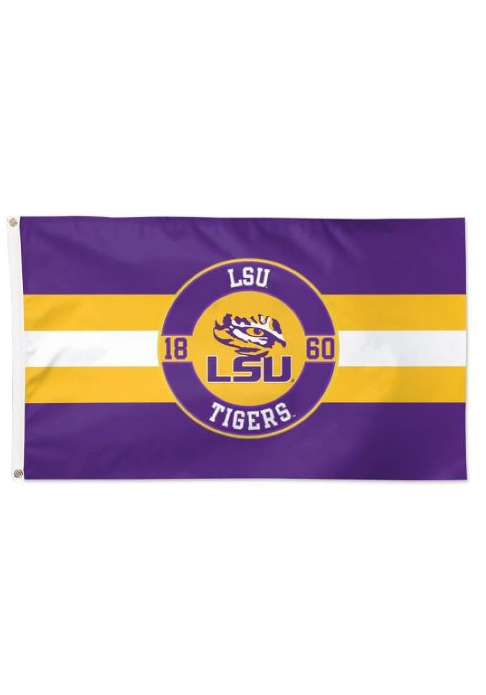 LSU Tigers 3x5 Applique PURPLE Silk Screen Grommet Flag
