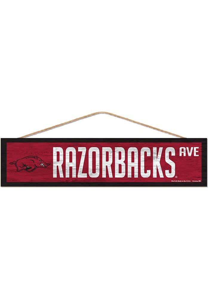 Arkansas Razorbacks Red 4x17 Wood Ave Sign - 57117117