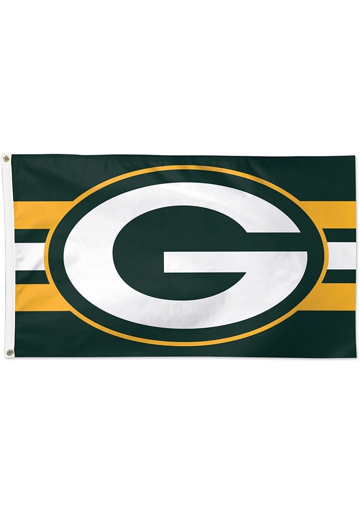Green Bay Packers Stripes GREEN Silk Screen Grommet Flag - 57117328