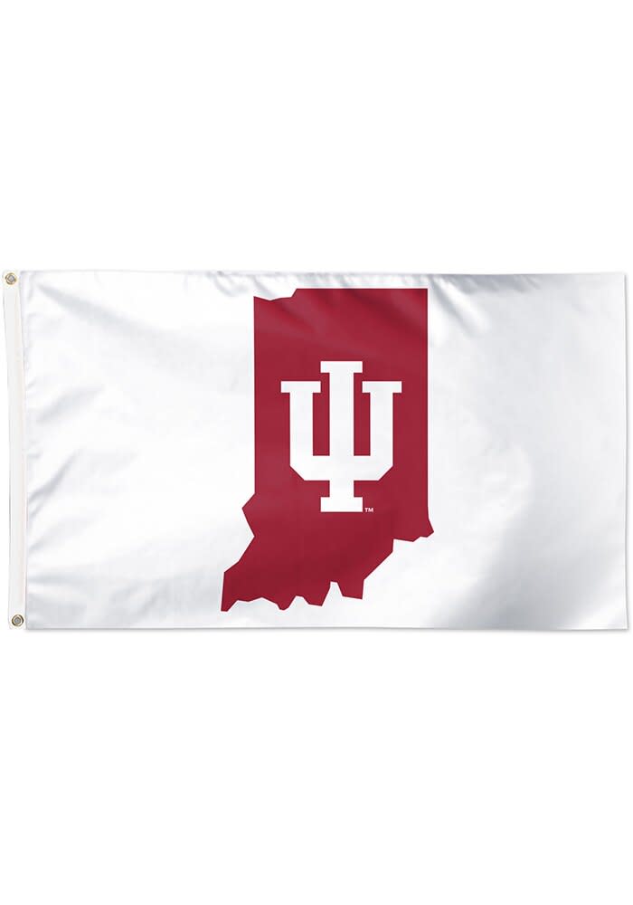 Indiana Hoosiers State Shape Logo 3x5 RED Silk Screen Grommet Flag