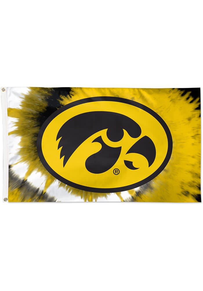 Iowa Hawkeyes 3x5 Tie Dye YELLOW Silk Screen Grommet Flag - 57117421