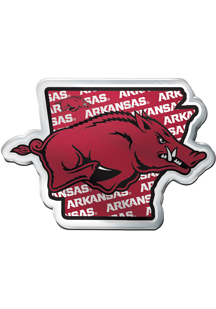 Arkansas Razorbacks Red State Shaped Car Emblem - 57117515