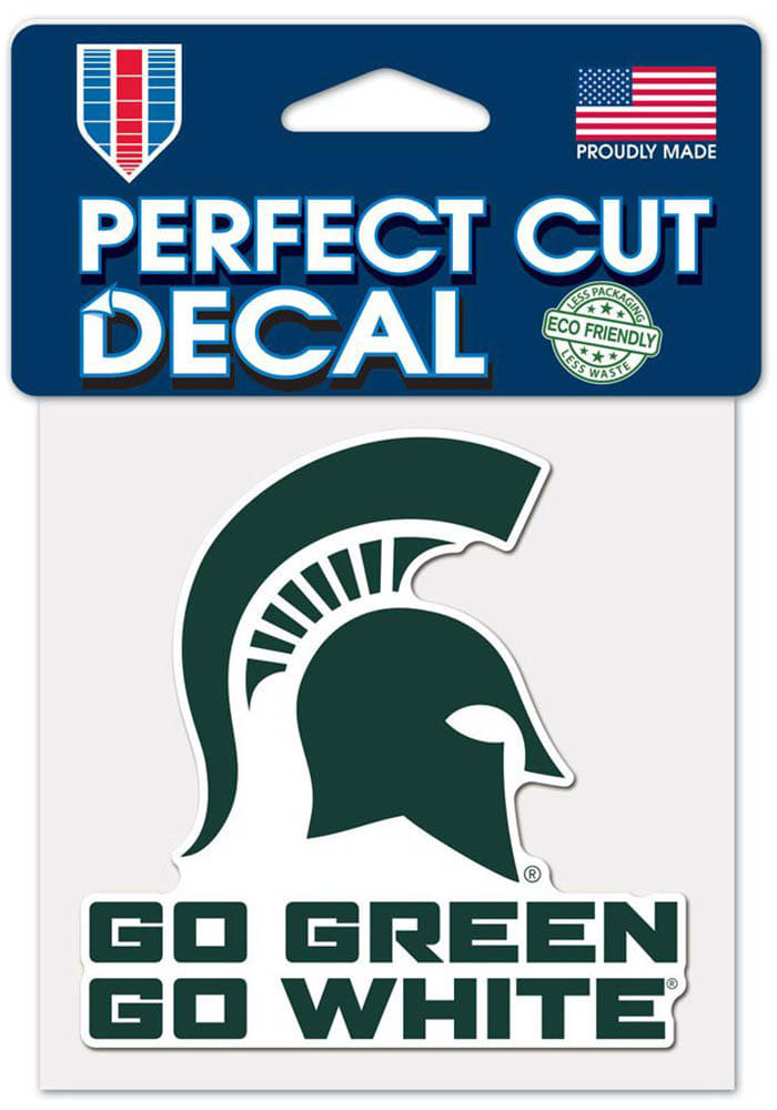 GREEN Michigan State Spartans 4x4 Slogan Decal - 57117785