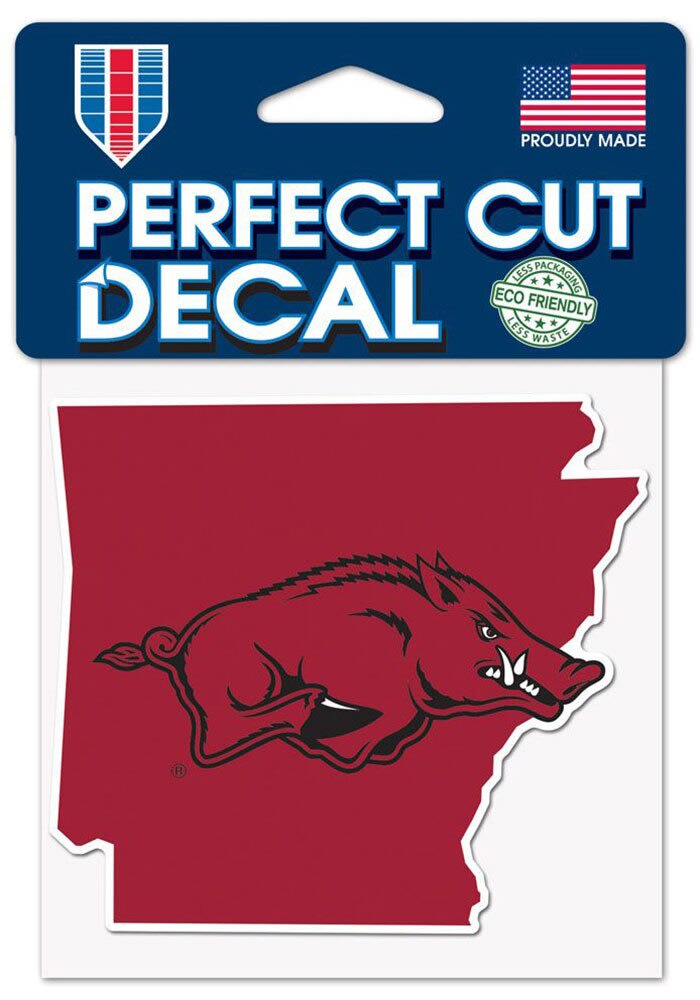 Arkansas Razorbacks Red 4x4 State Shape Auto Decal - 57117818