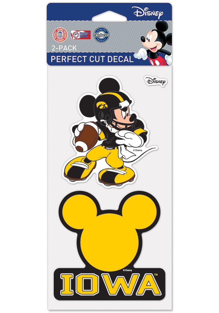 GOLD Iowa Hawkeyes Mickey Mouse Perfect Cut Set of 2 Decal - 57118057