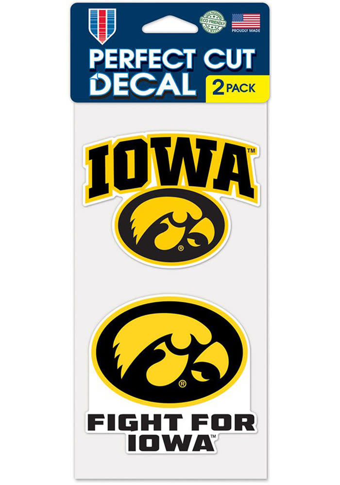 Iowa Hawkeyes GOLD Perfect Cut Set of 2 Slogan Auto Decal - 57118093
