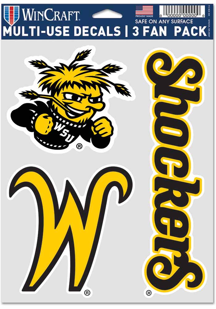 Wichita State Shockers YELLOW Triple Pack Auto Decal - 57118120