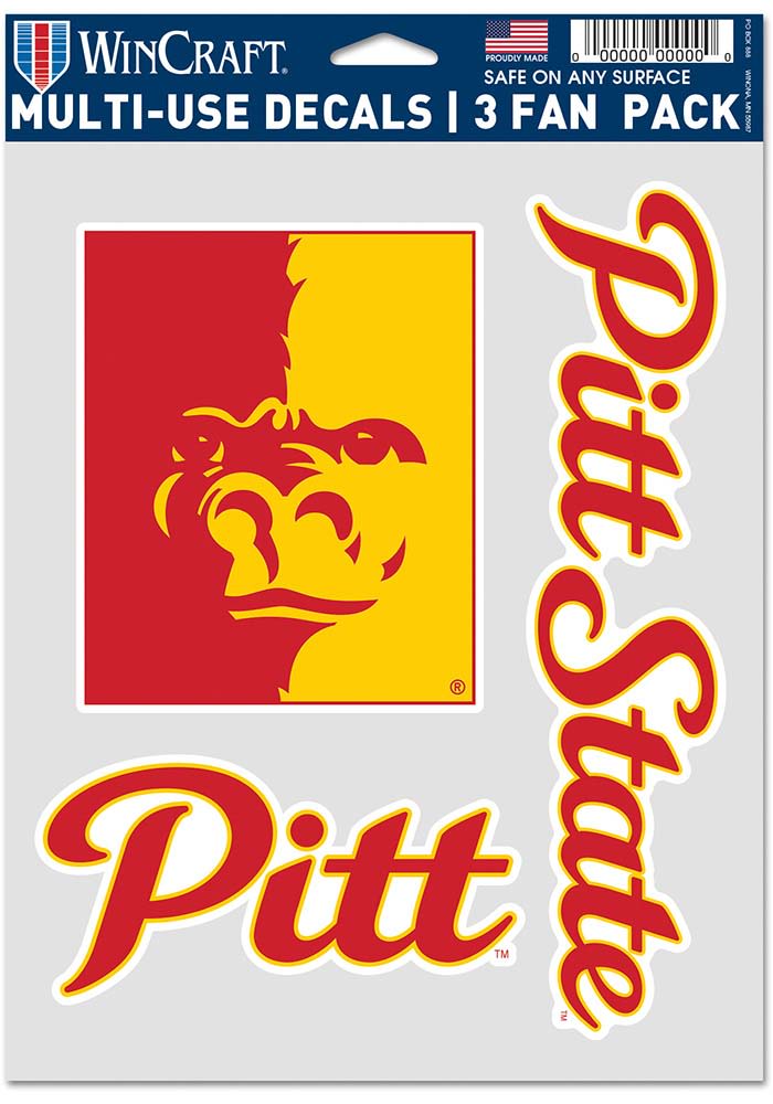 Pitt State Gorillas Red Triple Pack Auto Decal - 57118143