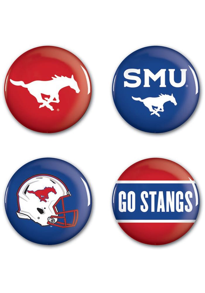 SMU Mustangs BLUE 4 Pack Button - 57118583