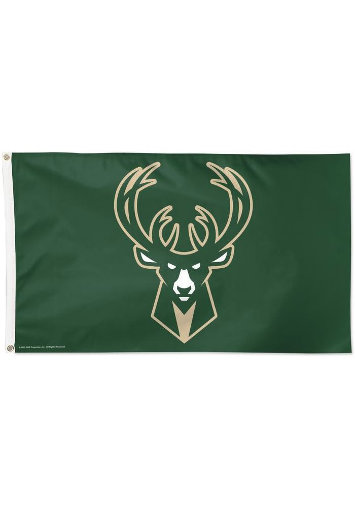 Milwaukee Bucks 3x5 Graphic GREEN Silk Screen Grommet Flag - 57120985