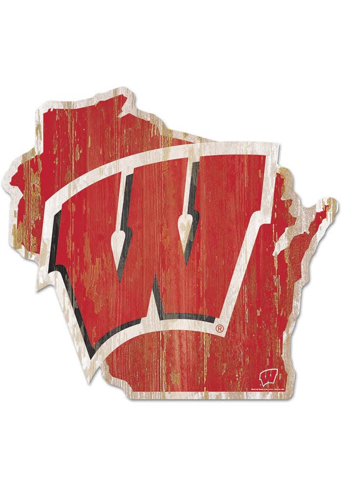 Wisconsin Badgers CARDINAL State Shape Sign - 57121518