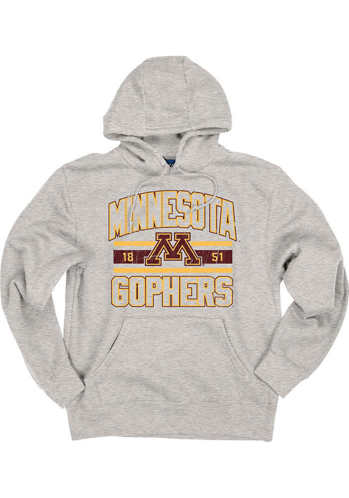 Blue 84 Mens HEATHER GREY Minnesota Golden Gophers Arch Logo Hoodie ...