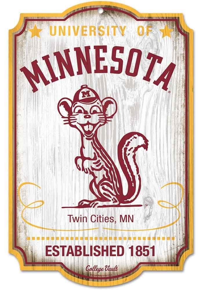 Minnesota Golden Gophers MAROON 11x17 Retro Wood Sign - 57121831