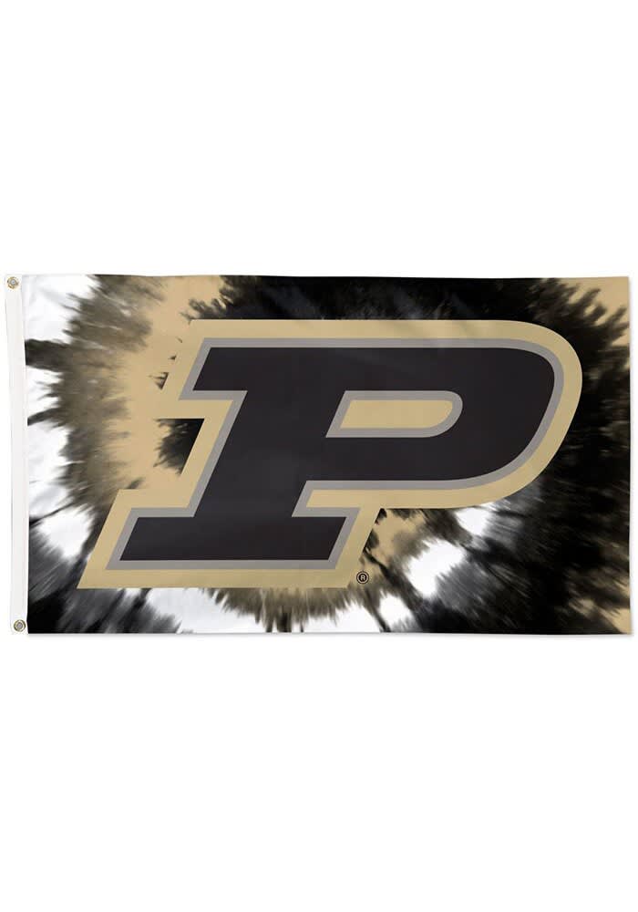 Purdue Boilermakers Tie Dye BLACK Silk Screen Grommet Flag - 57121895
