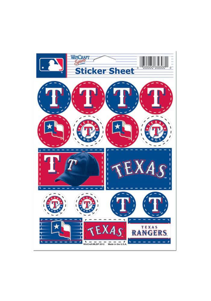 Texas Rangers Souvenir | Texas Rangers Stickers Red 5x7 Sheet of - 571221