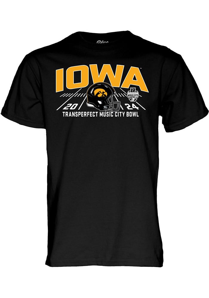 BLACK Iowa Hawkeyes Football 2024 Music City Bowl Bound Short Sleeve T ...