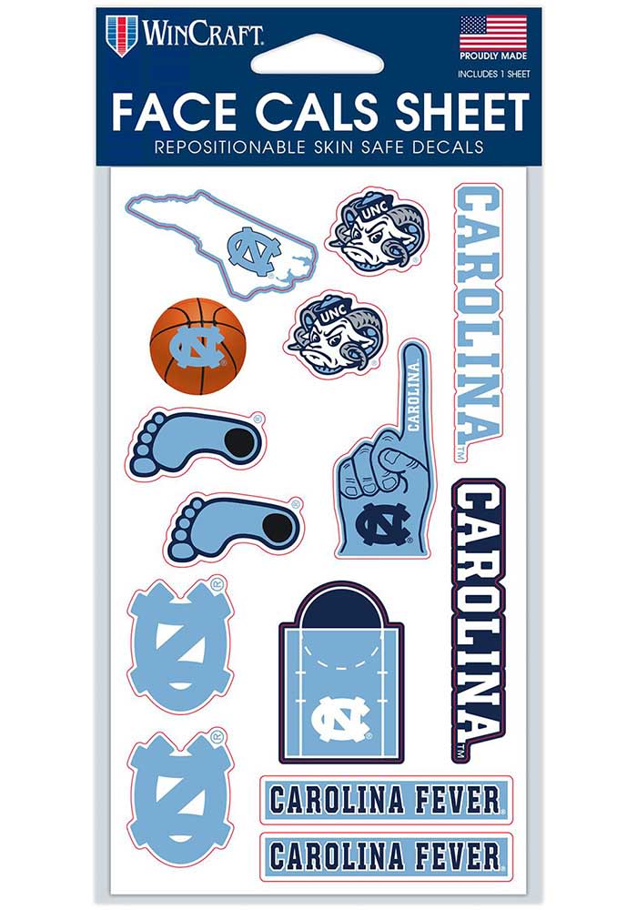 North Carolina Tar Heels CAROLINABLUE 4x7 Face Cal Tattoo - 57124214