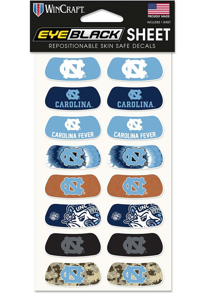 North Carolina Tar Heels CAROLINABLUE 8pk Eye Black Face Tattoo - 57124248