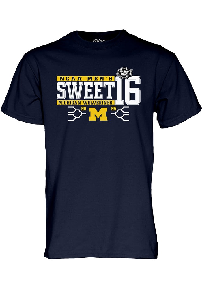 Blue 84 NAVY Michigan Wolverines 2025 MBB Sweet 16 Short Sleeve T Shirt ...