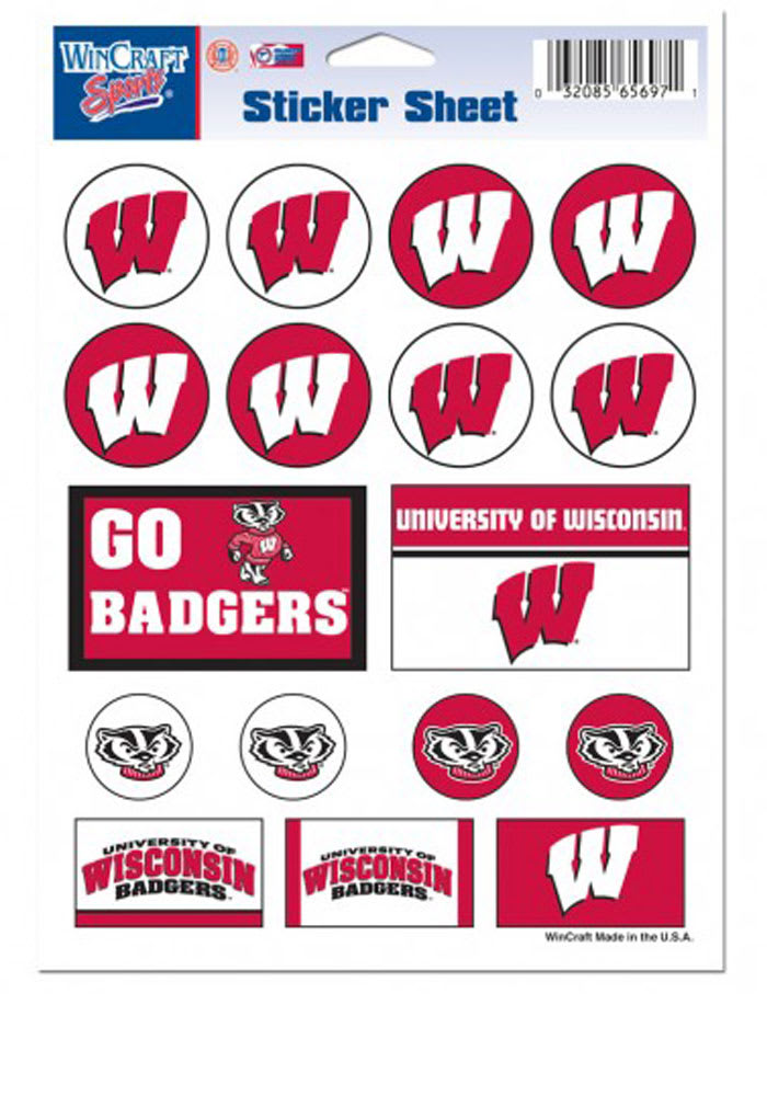 Wisconsin Badgers Red Team Logo Stickers - 5713255