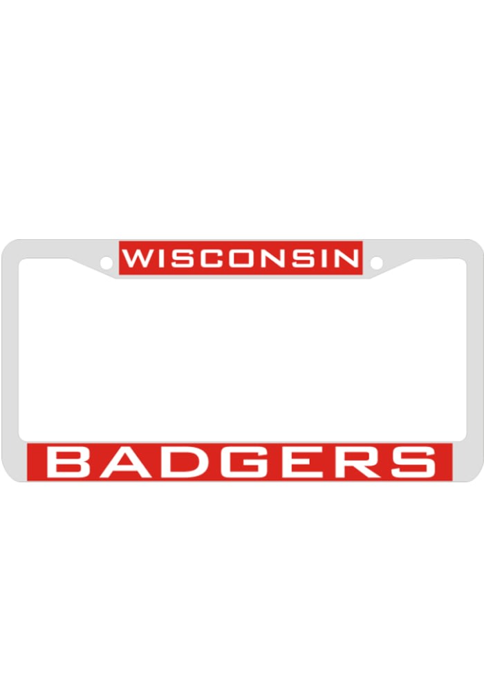Red Wisconsin Badgers Team Name Inlaid License Plate Frame - 5713359
