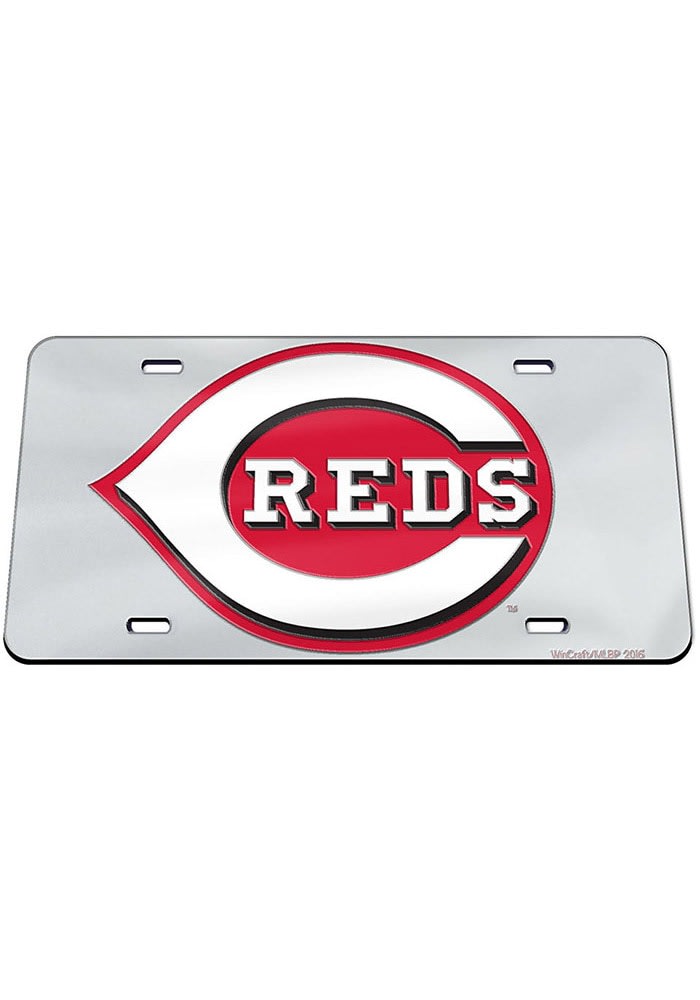 Cincinnati Reds License Plate- Cincinnati Reds SILVER Team Logo Inlaid ...