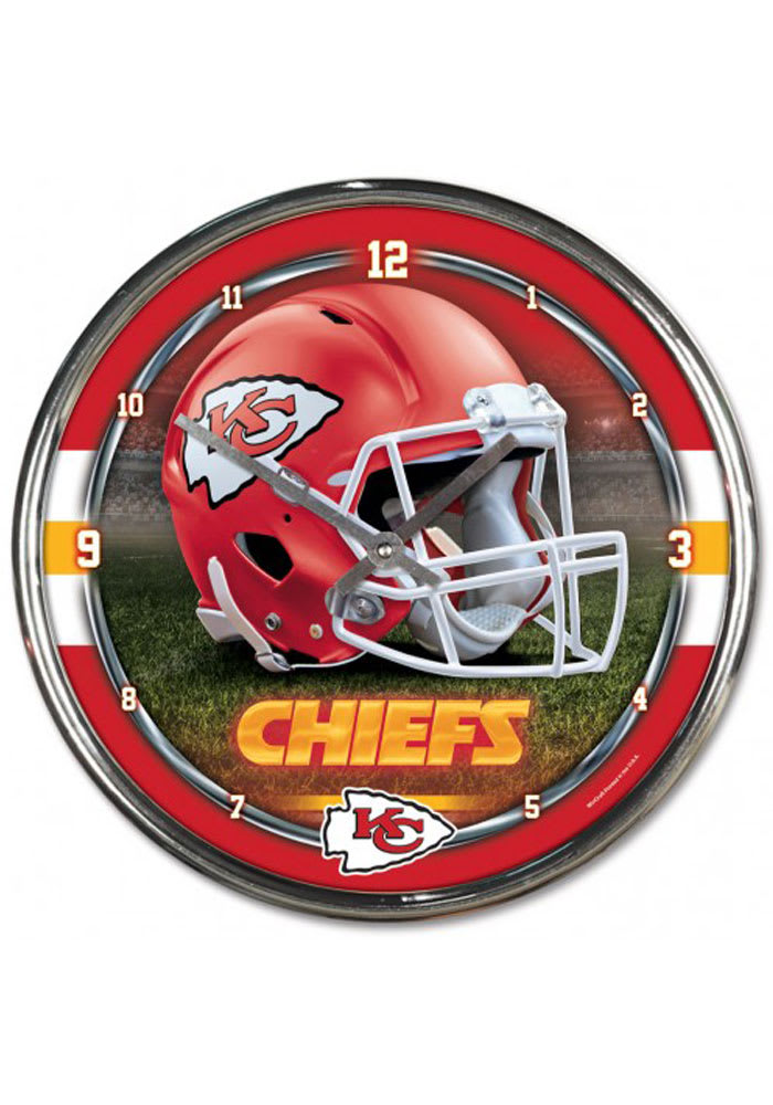 Kansas City Chiefs Red Chrome Helmet Wall Clock - 5716336