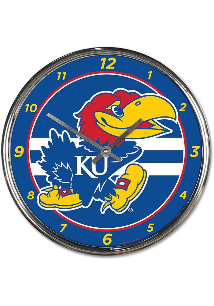 Kansas Jayhawks ROYAL Chrome Striped Wall Clock - 5716694