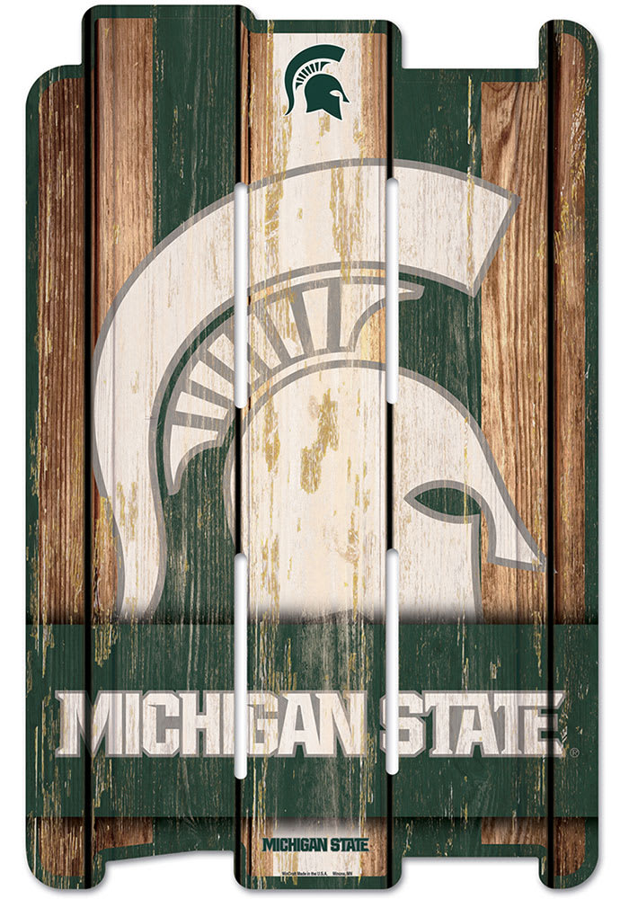 Michigan State Spartans GREEN 11x17 Vertical Plank Sign - 5717713