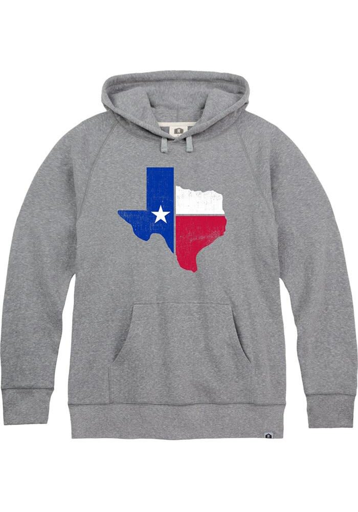 Rally Texas Mens HEATHER GREY State Flag Hoodie - 5718235