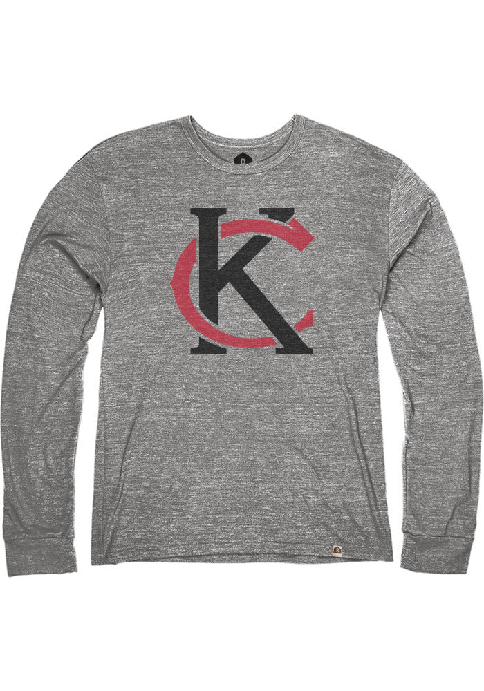 Rally Kansas City HEATHER GREY KC Monogram Long Sleeve Fashion T Shirt ...