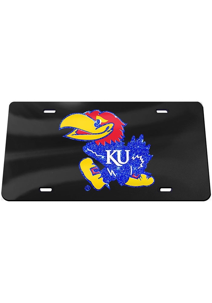 Kansas Jayhawks License Plate- Kansas Jayhawks BLACK Black Glitter ...